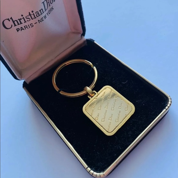 Dior | Other | Dior Christian Dior Logo Keyring Bag Charm Keychain Gold ...